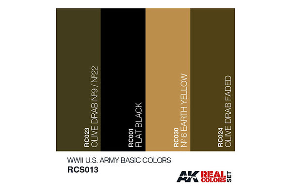 Ak interactive Real Colors Paint Set 13 WW2 U.S. Army Basic Colors ...